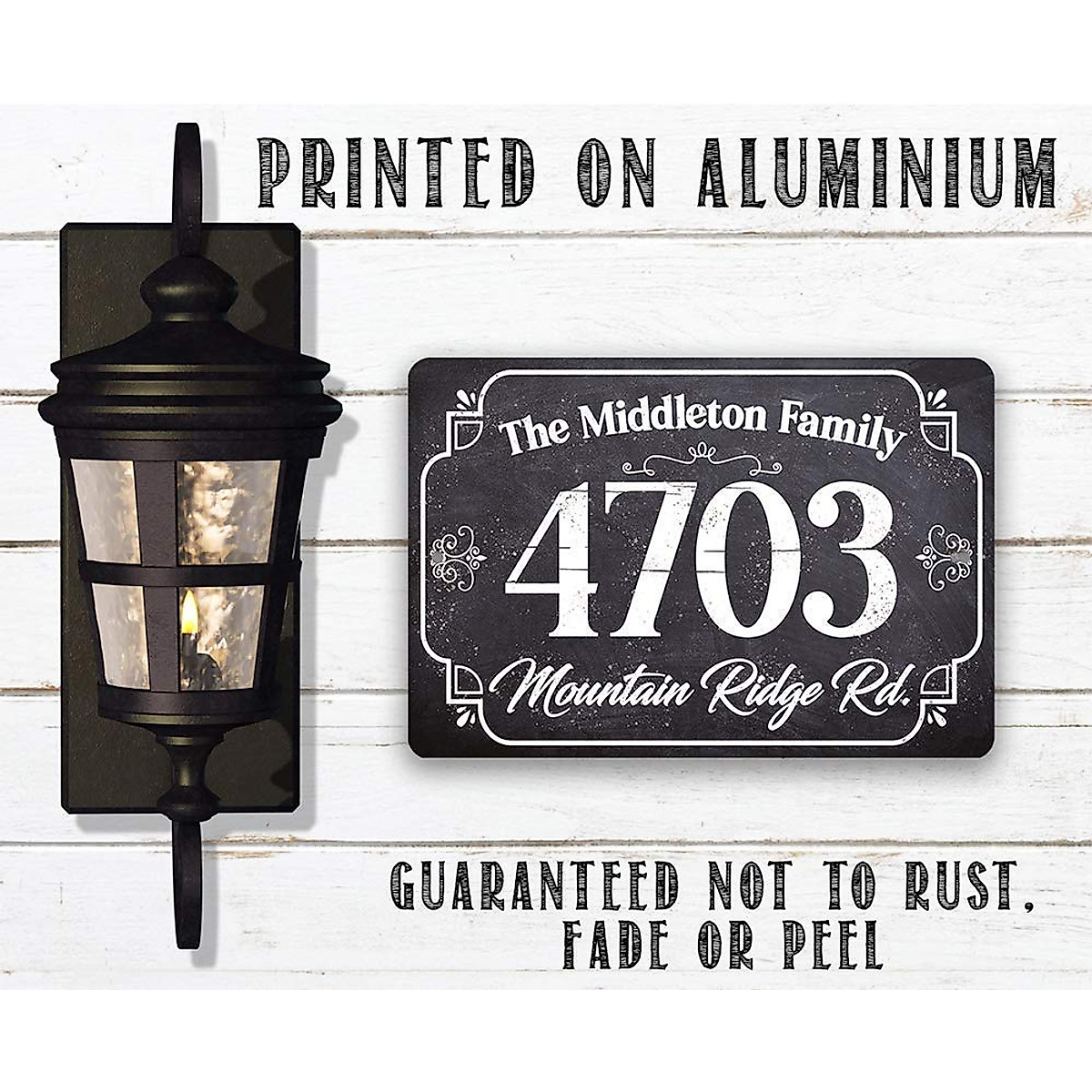 Personalized House Number Sign - Rectangular House Number for Outside, Custom Address Numbers Street Name Yard Plaque Sign, Great Housewarming Gift, Chalkboard Look, Metal Outdoor Signage