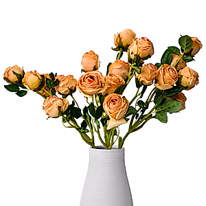 Vokenforu Artificial Rose Flowers Bouquets with Long Stems Fall Fake Silk Flower 20 Heads Real Touch Vintage Autumn Faux Roses Gift for Home DIY Wending Party Garden Decor No Vase