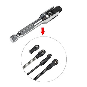 RC tool kit Quick Assembly Tool Ball Joint Wrench with 1/4'' Hex Shank Fit 5347 Rod Ends for 1/10 RC Crawler Links Building TRX4 SCX10 TF2 VS4-10 RC tool set (Rod Ends Assembly Tool Black) (Black)