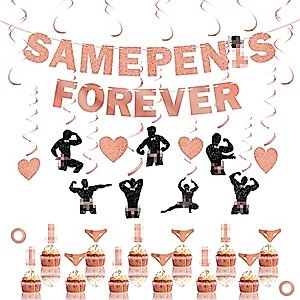wilalolo Bachelorette Party Banner, Rose Gold Bachelorette Party decorations Men Dancer with Heart Hanging SwirlsDecorations Kit, Hen Party Banner Sign Decor wedding decorations bachelorette party supplies