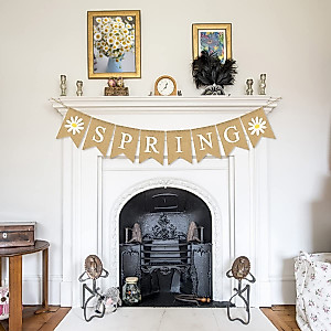 Jute Burlap Daisy Spring Banner Daisy Themed Spring Party Kitchen Mantle Fireplace Decoration