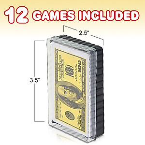 Gamie 100 Dollar Bill Playing Cards - Pack of 12 Decks - Individually Shrink Wrapped - Game Cards for Poker, Kids, Adults - Birthday Party Favor for Girls & Boys - Great Gift Idea