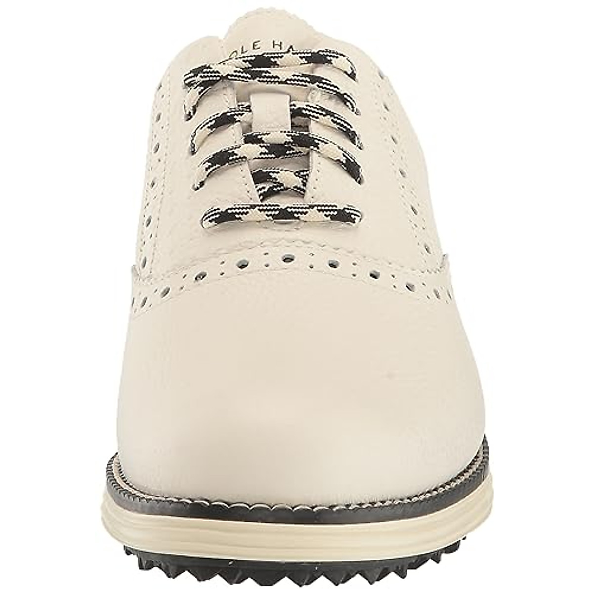 Cole Haan Women's Originalgrand Shortwing Golf Sneaker, Ivory/Black/Ivory, 8.5