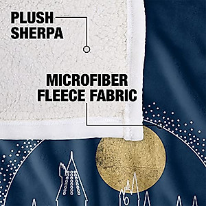 Harry Potter Blanket, 50"x60", Hogwarts Full Moon Line Art Silky Touch Sherpa Back Super Soft Throw Blanket