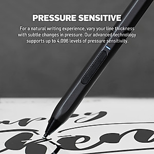 Adonit Neo Ink, Magnetic Attachable Stylus Pen for Microsoft Surface, 4096 Pressure Sensitivity, Tilt, Palm Rejection, Compatible with Surface Book/Go/Pro/Studio, Surface Laptops- Matte Silver