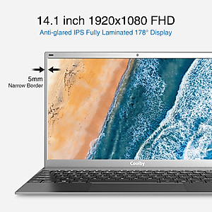 Coolby Windows 11 Laptop Computer, Intel Celeron Quad-core N4120 Processor, 12GB DDR4 RAM / 256GB SSD Notebook PC, 14.1" FHD 1920X1080 IPS Display, Support 2.4G/5G Hz WiFi, BT, Webcam, TF Card