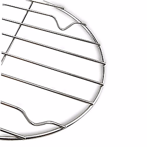 Outanaya 2pcs Stainless Steel Barbecue Grill Air Fryer Grill Rack Round Steaming Cooling Barbecue Grill Rack Outdoor Griddle Grill Outdoor Grill Net Charcoal Bbq Stand for Barbecue Silver