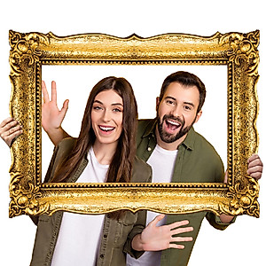 Beeveer Upgraded 32 x 24 Inch Large Photo Booth Props Picture Frame Vintage Photo Frame Friends Selfie Props for Wedding Mexico Birthday Bachelorette Party Supplies(Gold Style)