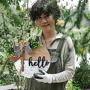 Heart Carpenter Welcome Sign Wall Art Room Decor with Spring Summer Green Eucalyptus Wreath Front Door Decoration, Rustic Round Wood Wall Window Decoration Living,Bedroom,Bathroom,Outdoor, Farmhouse, Porch