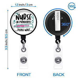 YAZMEEN Nurse in Progress Please Wait Retractable Badge Reel with Alligator Clip Funny ID Badge Holder Funny Nurse Student Badge Clear Name Card Holder for RN LPN CNA Nursing Doctor Teacher Student