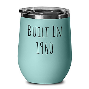 62 Year Old Bday Gift Wine Glass 12 Oz Insulated Cup Fun 62nd Birthday Wine Tumbler Gifts For Women and Men Born In 1960