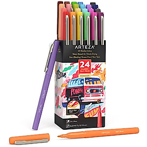 ARTEZA Felt Tip Pens, Set of 24, Sherbet Colors, 1.0–1.5mm Fiber Tip, Quick-Drying Ink