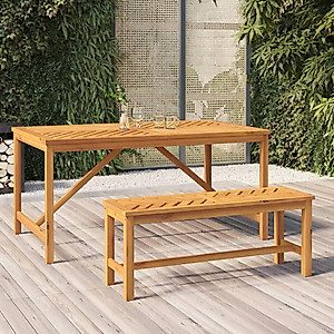 vidaXL Solid Acacia Wood Patio Bench 31.5" | Comfortable Outdoor Seating | Elegant Fishbone Pattern Slats | Assembly Required | Easy Maintenance