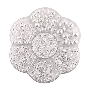 SAVITA 5600Pcs 2/3/4/5/6/8/10mm White Flat Back Pearl Half Round Pearls Beads Satin Luster Loose Beads Gems for DIY Craft Necklaces Bracelets Jewelry Decorations Wedding Dress Nail Art Making