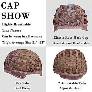 Doremiy Brown Wig with Bangs Natural Medium Length Straight Wigs for Women Heat Resistant Fiber Synthetic Wigs for Daily Cosplay