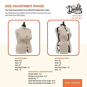 Dritz My Double Designer Adjustable Dress Form, Full-Figure, Ivory