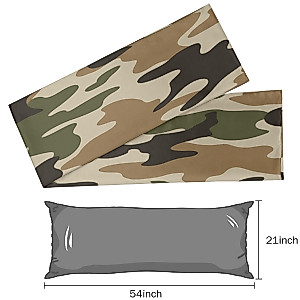 Camo Body Pillow Covers Decorative Soft Bedding Satin Pillowcase with Zipper Closure Cooling Breathable Long Pillow Case-21"x 54"