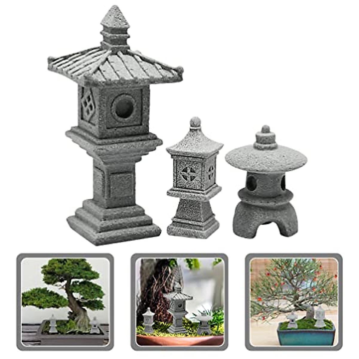 Operitacx 3Pcs Pagoda Tower Statue Mini Pagoda Model Miniature Pagoda Figurine Fish Tank Aquarium Landscape Ornament Zen Garden Bonsai Flowerpot Decoration