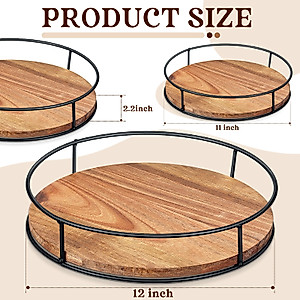 Geetery 4 Pack 11 Inch 12 Inch Wood Lazy Susan Organizer for Cabinet 360 Degree Kitchen Countertop Turntable Organizer with Steel Edges Lazy Susan Turntable Storage for Table Spices Pantry Fridge