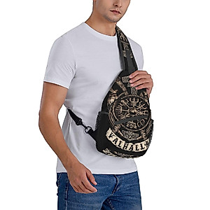 Viking Vegvisir Shield Crossbody Bag Unisex Shoulder Sling Backpack Chest Bag One Strap Backpack Lightweight Travel Hiking Daypack for Men Women Casual Shopping Sport