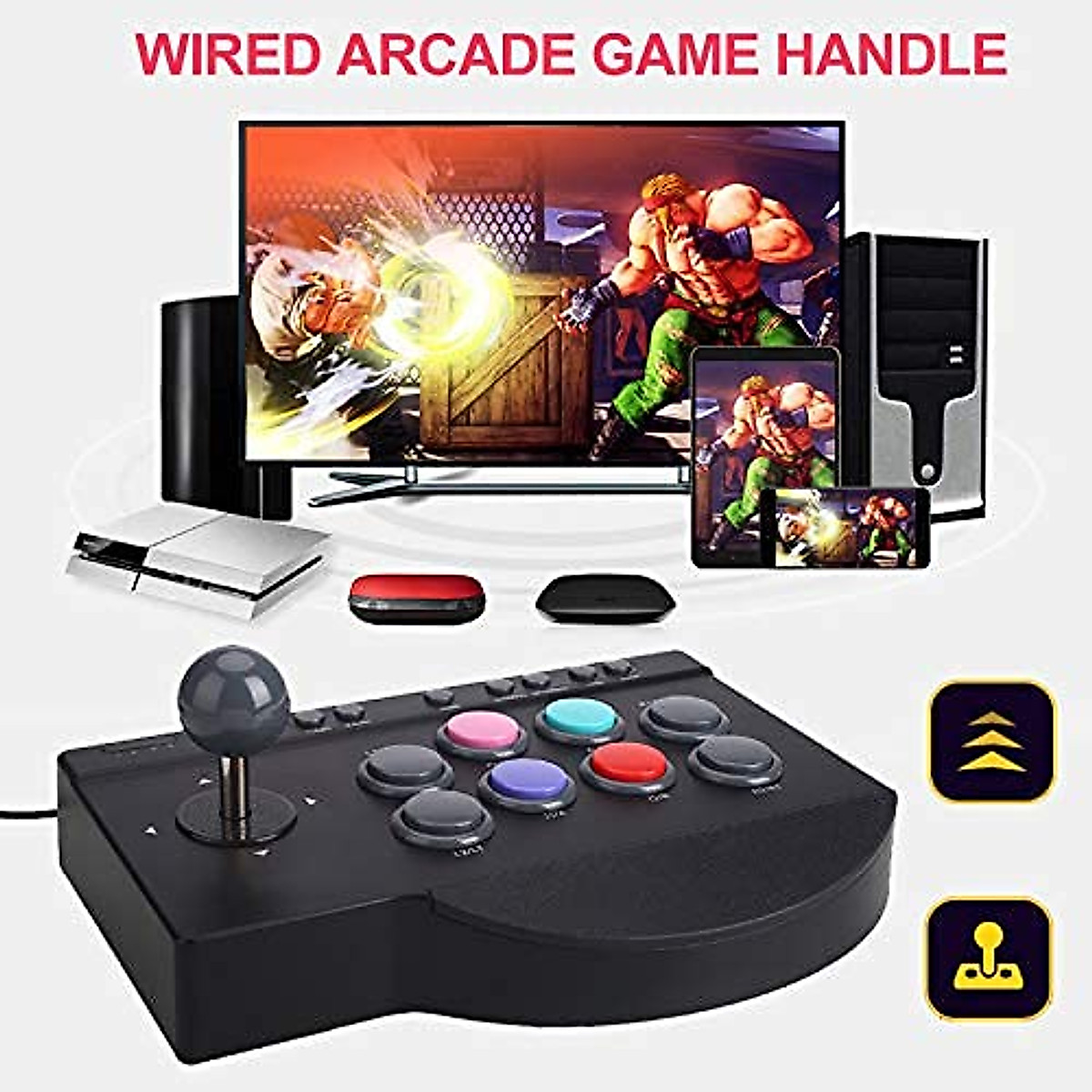 PXN 0082 Arcade Fight Stick Street Fighter Arcade Joystick for PC/PS4/PS3/XBOX S/X Nintendo Switch/PC Windows Game Rocker