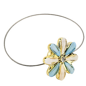 Cosmos 2 Pairs Curtain Tiebacks Flower Curtain Clips Decorative Drapery Holdbacks with 1 Pc Marble Pattern Storage Bag