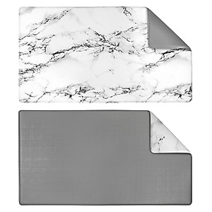 OPUX Anti Fatigue Kitchen Floor Mat, Reversible Cushioned Memory Foam Kitchen Rug Pad, Waterproof Non-Slip Padded Comfort Standing Mat for Office Laundry Home, 32x17 (Marble Gray)