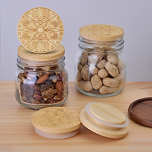 12 Pack Oui Yogurt Jar Lids Set, Natural Bamboo Wood Lids that Fit Oui Yogurt Jars, Oui Lids with Silicone Sealing Rings Perfect Sealing