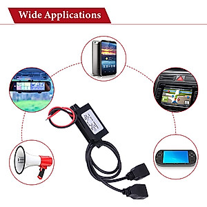 DC Converter 12V to 5V 3A 15W DC Buck Converter Module, DC to DC Reduced Voltage Regulator Car Power Converter Output Power Adapter (Double USB Interface)