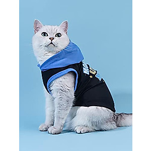 QWINEE Mom Boy Dog Hooded Tank Tops Letter Print Cat Puppy Hoodie Vest Sleeveless Pullover Dog Shirt Stretchy Pet Clothes for Small Medium Large Cats Dogs Kitten Blue M