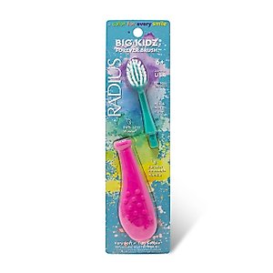 RADIUS Big Kidz Forever Brush Replaceable Head Toothbrush for Children, 6 Years and Up, BPA Free ADA Accepted for Growing Teeth and Gums - Right and Left Handed, Extra Soft - Pack of 1