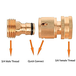 Winmien Heavy Duty Brass Garden Hose Quick Connect Fittings，Water Hose Connectors 3/4 inch GHT Female and Male (2 Sets)