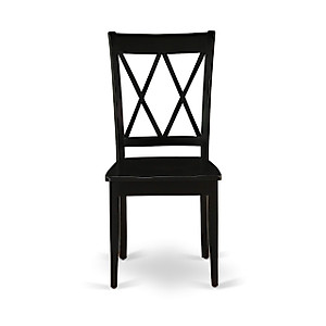East West Furniture Clarksville Double X-back Kitchen Chairs in Black Finish (Set of 2)