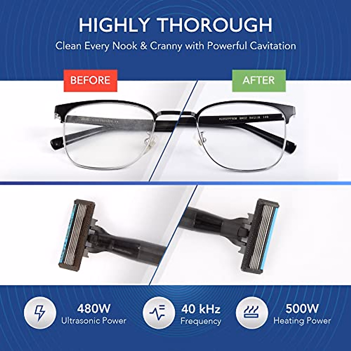 CREWORKS Ultrasonic Cleaner with Digital Timer and Heater, 22L Ultrasonic Cavitation Machine, 480W 304 Stainless Steel Professional Sonic Cleaning Machine for Jewelry Circuit Boards Auto Parts More