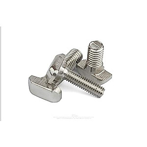 Kammas 20pcs 20 Series M5 Hammer Head T-slot M510/12/16/20/25mm T Bolt Screw Nickel Plated For 2020 Aluminum Profile - (Color: M5x20mm)