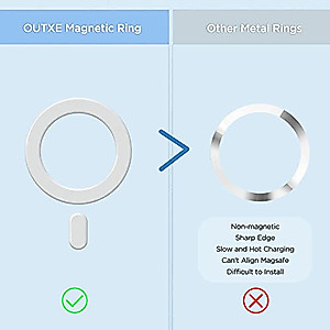 OUTXE Magnetic Adapter Ring 2 Pack, Universal Magnet Sticker Compatible with Magsafe Accessories & Wireless Charging for iPhone 14/13/12/11 Mini Pro Max, Galaxy S22/S21 Fe Ultra and Phone Case -White