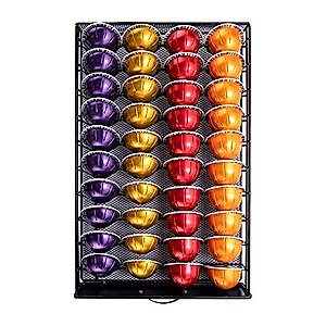 Rice rat Vertuo Capsule Holder Drawer for Nespresso With Glass For Cabinet Vertuoline Pod Storage Rack For Counter (Class-40 Pods（With handle）)