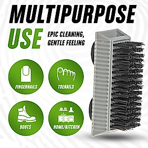 Grip Clean Squeeze Bottle & Brush Combo - Heavy-Duty Degreaser Hand Cleaner & Nail Brush Set - Tackle Grease, Oil, & Grime with Natural Pumice Soap & Nail Cleaning Scrub for Clean Hands & Nails