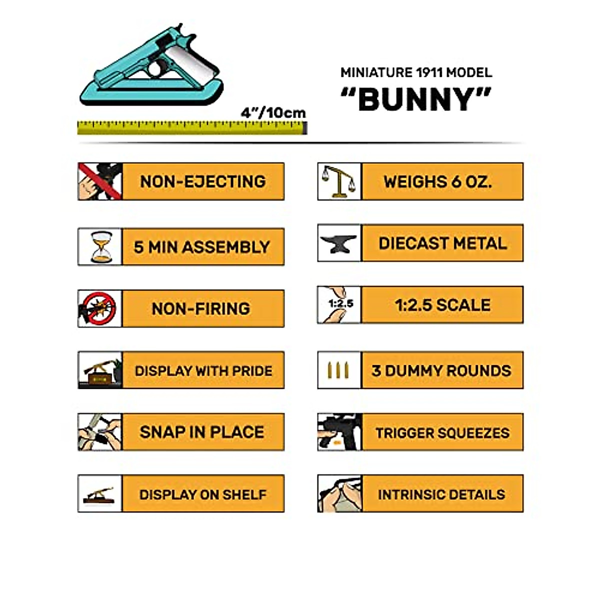 GoatGuns Miniature 1911 Historical Model Tiffany Blue | 1:2.5 Scale Diecast Metal Build Kit