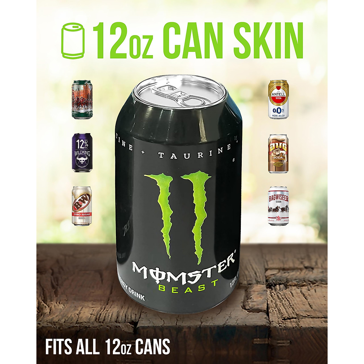 BeerSkin Skywin Silicone Can Sleeve, 3 Pack 12 oz (355 ml) Soda Can Sleeve, Disguises Can as Soda (Black)