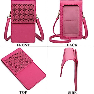 Laikiy Lightweight Leather Cell Phone Purse - Small Crossbody Bag Wristlet Purse