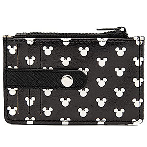 Buckle-Down Women's Wallet ID/Card Holder-Mickey Mouse Head Monogram Black/White, 4.5" x 3.0"