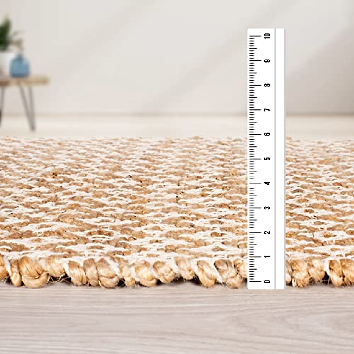 Jute Cotton Rug 2x3 Feet (24x36 inches) - Hand Woven by Skilled Artisans, for Any Room of Your Home décor – Reversible for Double The wear - Diamond Design - Jute Cotton Rug - Natural White