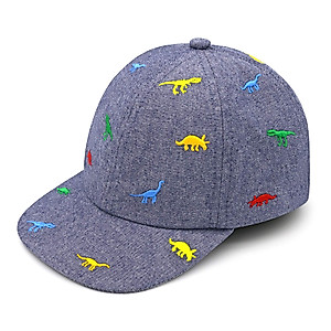 Sarfel Grey Dinosaur Toddler Hat for Girls/Boys, UPF 50+ Sun Protection, Adjustable Baseball Cap, Ages 2-4 Years