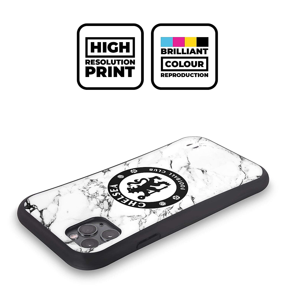 Head Case Designs Officially Licensed Chelsea Football Club White Marble Crest Hybrid Case Compatible with Apple iPhone 15