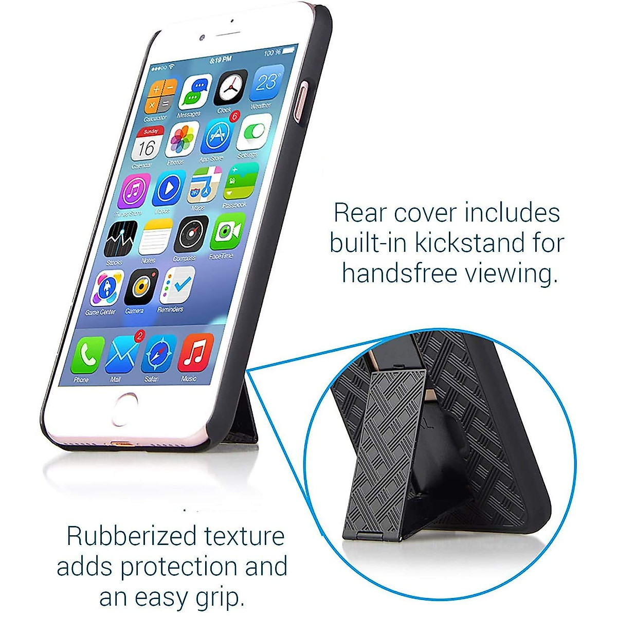 Aduro iPhone SE2/8/7/6/6s Holster Case, Combo Shell & Holster Case - Super Slim Shell Case with Built-in Kickstand, Swivel Belt Clip Holster for Apple iPhone SE 2nd Gen (2020) 8, 7, 6, 6s