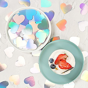 Iridescent-Disco Valentines-Day Party-Decorations Heart Confetti - 300pcs Wedding Birthday Dining Table Centerpiece,Bachelorette Baby Bridal Shower Engagement Holographic Decor Lasting Surprise