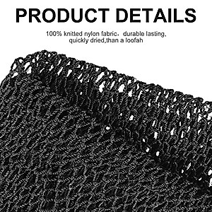African Long Bathing Net Sponge Long Net Shower Body Scrubber Back Scrubber Skin Smoother Net Bathing Sponge for Daily Use or Stocking Stuffer (Black)