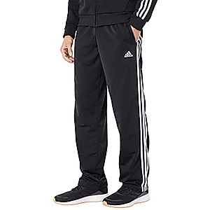 adidas Men's Essentials Warm-Up Open Hem 3-Stripes Tracksuit Bottoms, Black/White, Medium