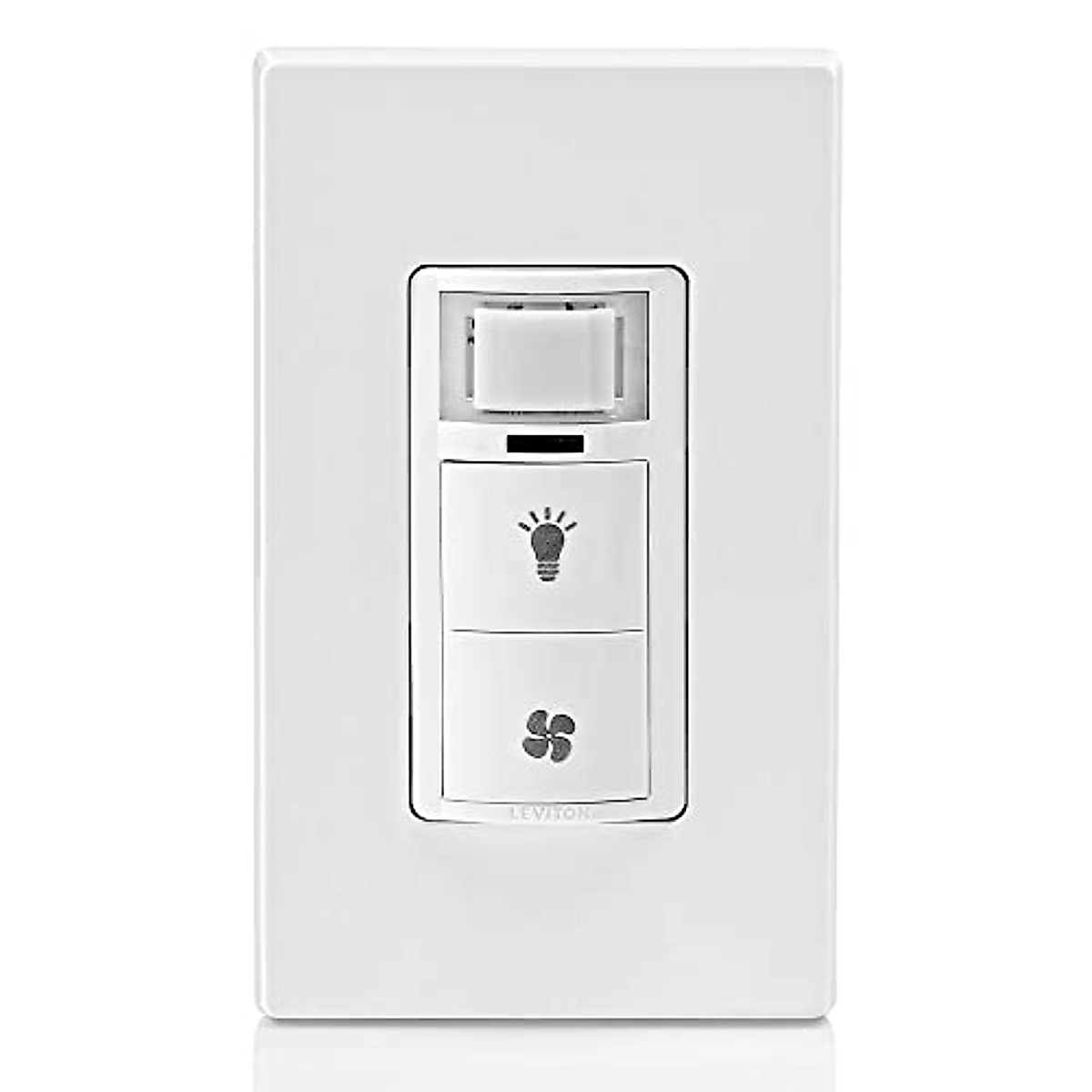 Leviton DHD05-1LW Dual Combination Humidity Sensor with Separate Light Switch, automate bathroom exhaust fan, air circulation, moisture control, ¼ HP, Single Pole/Single Pole, White